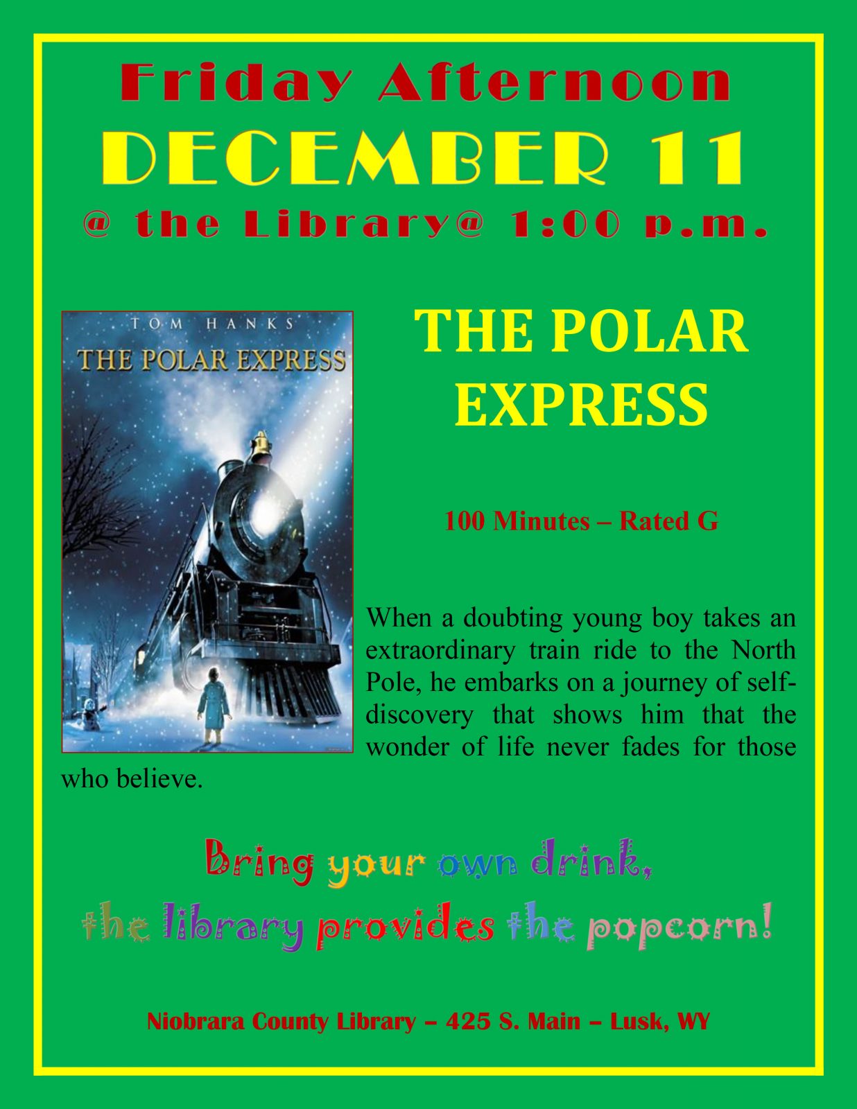 Friday Afternoon Movie - The Polar Express - Niobrara County Library
