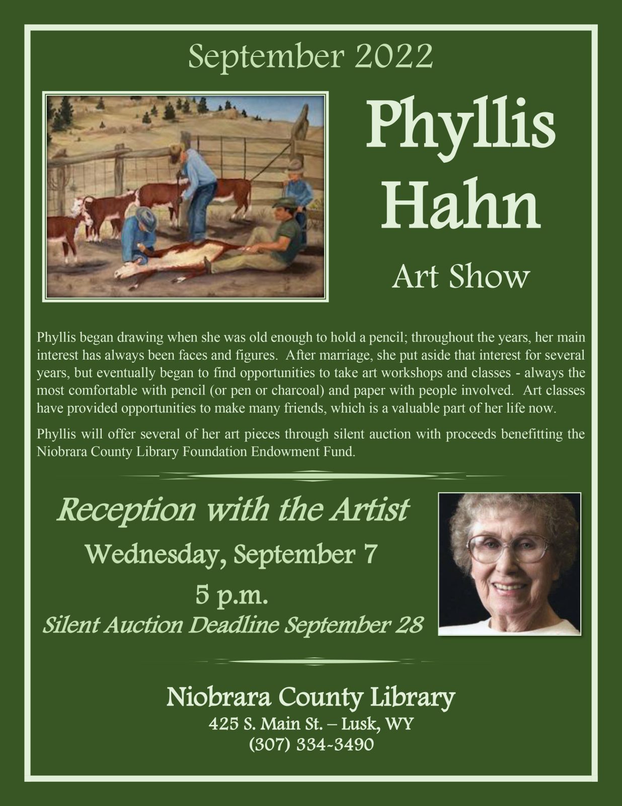 Phyllis Hahn Art throughout September with Silent Auction - Niobrara ...