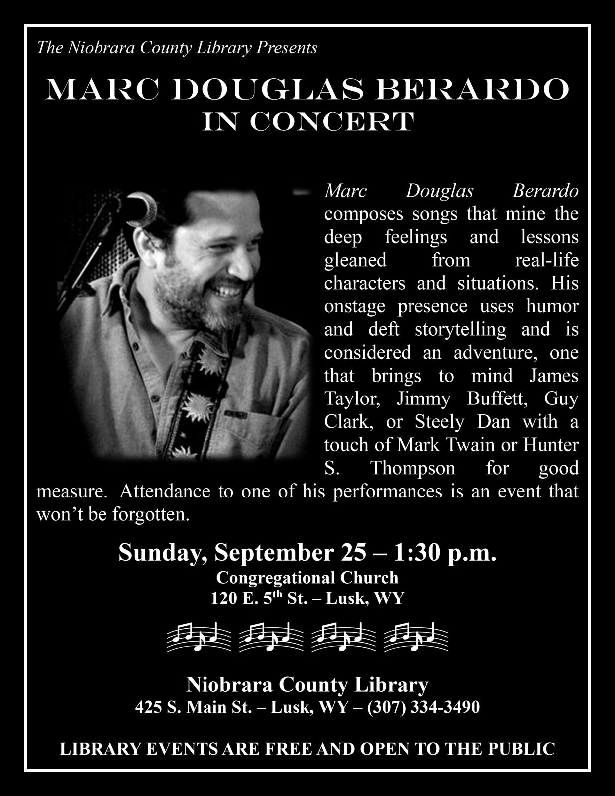 Marc Douglas Berardo In Concert - Niobrara County Library