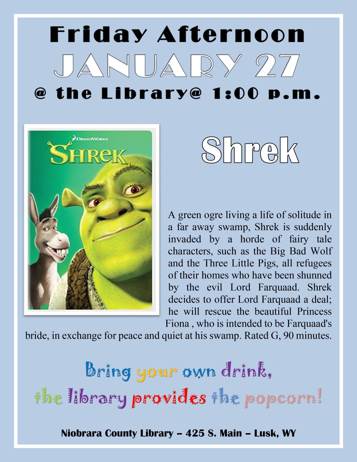 Friday Movie - Shrek - Niobrara County Library