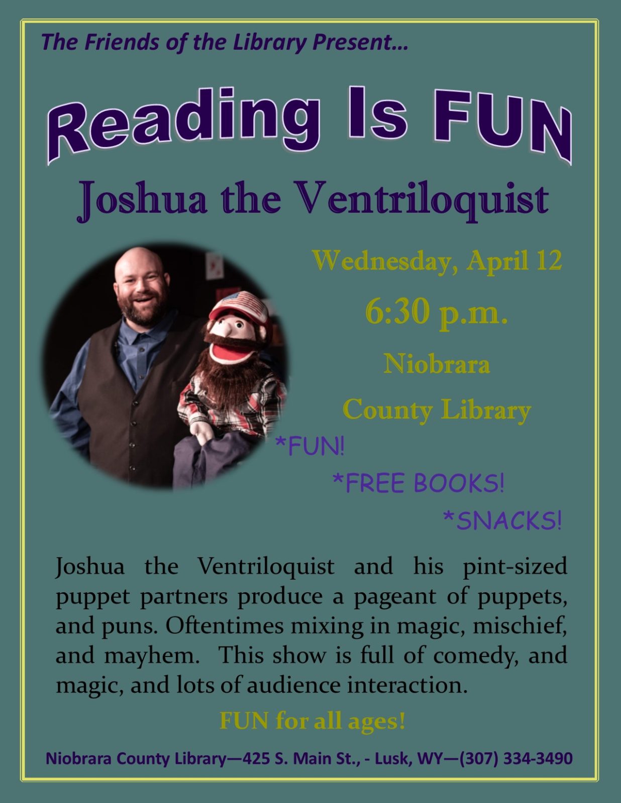 Reading Is FUN - Joshua the Ventriloquist! - Niobrara County Library