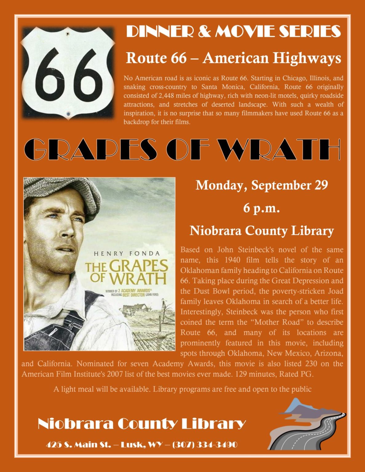 Route 66 Dinner & Movie Series: The Grapes of Wrath - Niobrara County ...